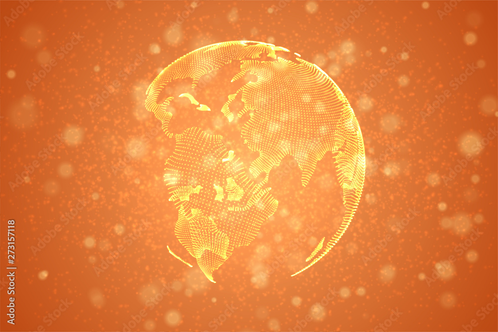 vector planet earth from dots on an orange background Stock Vector ...