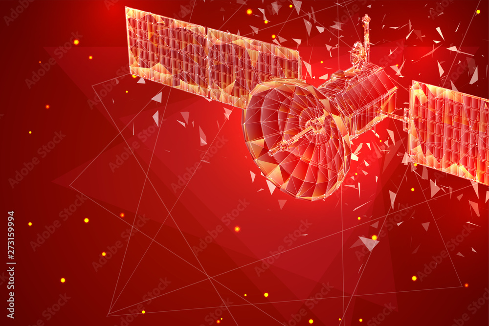 vector 3d background. communication satellite in a volumetric ...