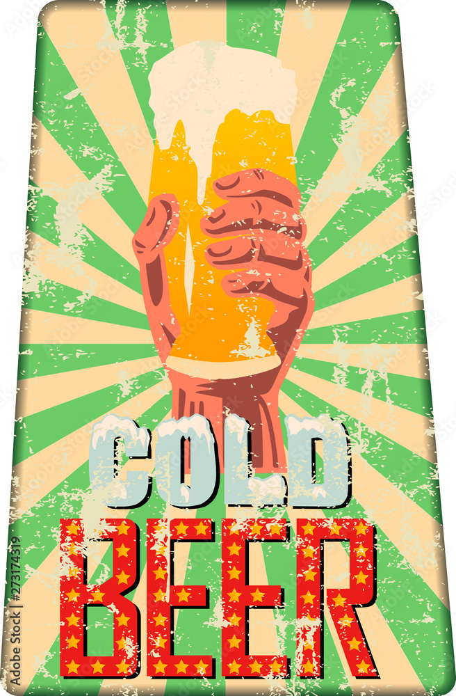 vintage rusty beer advertisign sign or pub / bar sign, vector ...