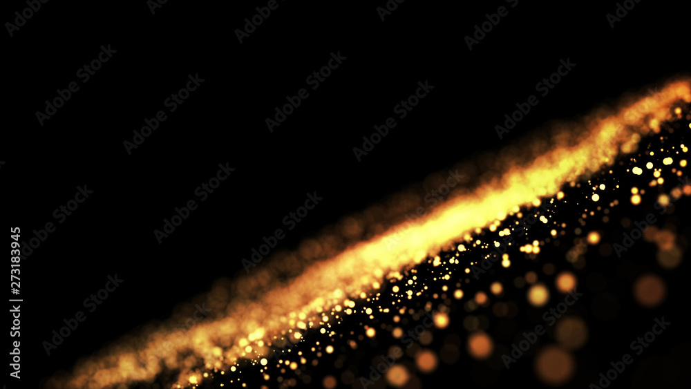 gold particles glisten in the air, gold sparkles in a viscous fluid ...