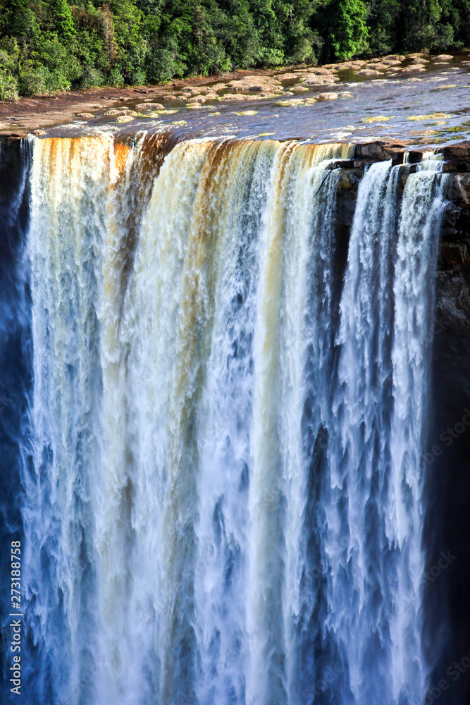 A view of the Kaieteur falls, Guyana. The waterfall is one of the most ...