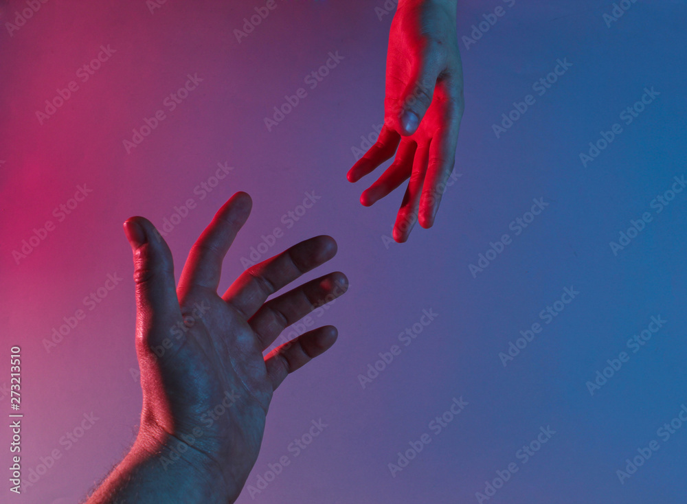 Two Hands Reaching For Each Other Painting