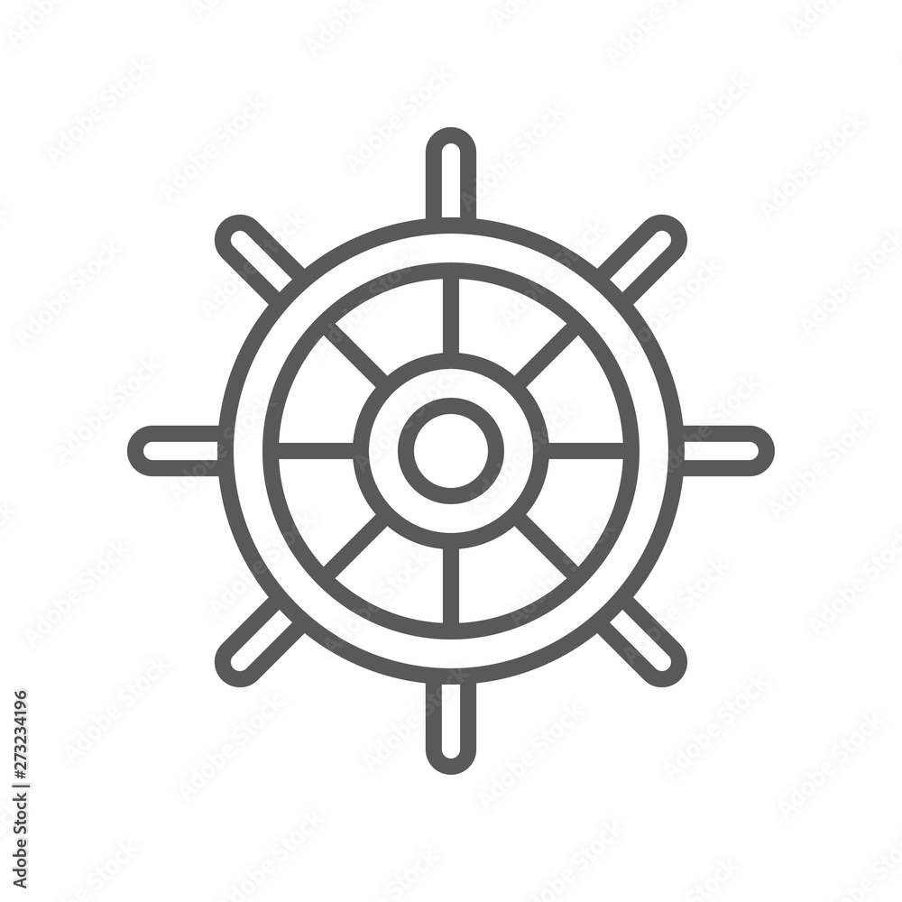 Boat steering wheel line icon. Minimalist icon isolated on white ...