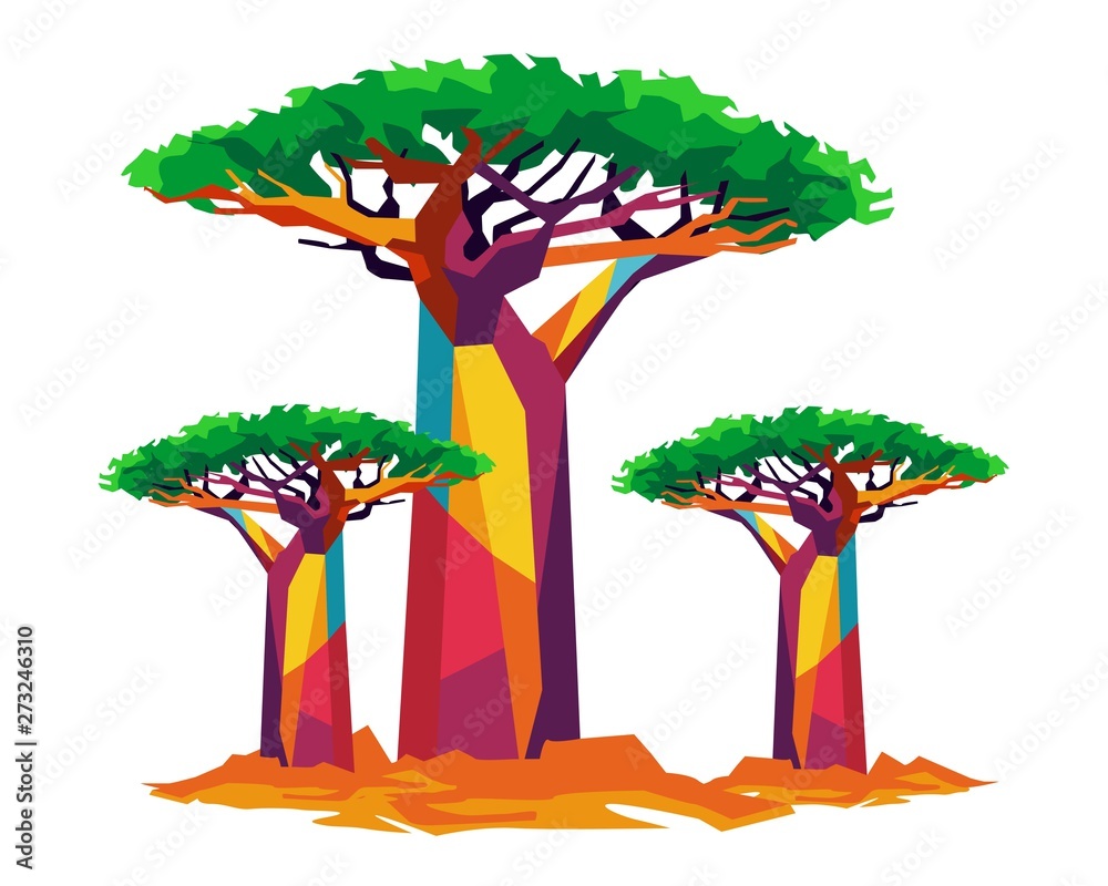 baobab tree for backgroud and vector illustration Stock Vector | Adobe ...