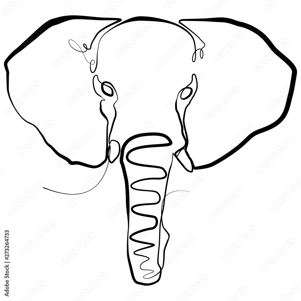 Elephant one line drawing. Creative animal icon vector illustration ...