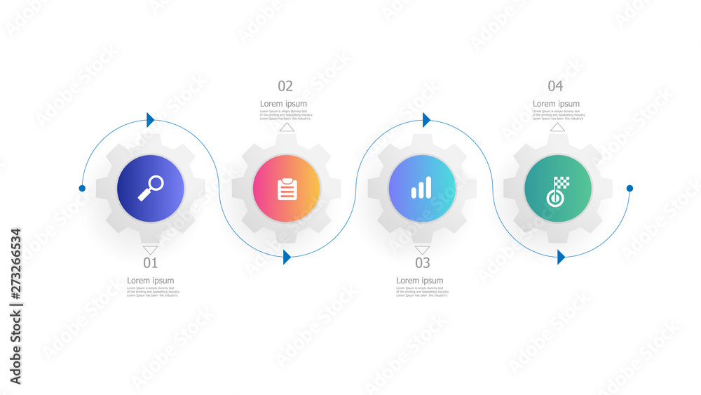 cog gears wheels infographics 4 steps Stock Vector | Adobe Stock
