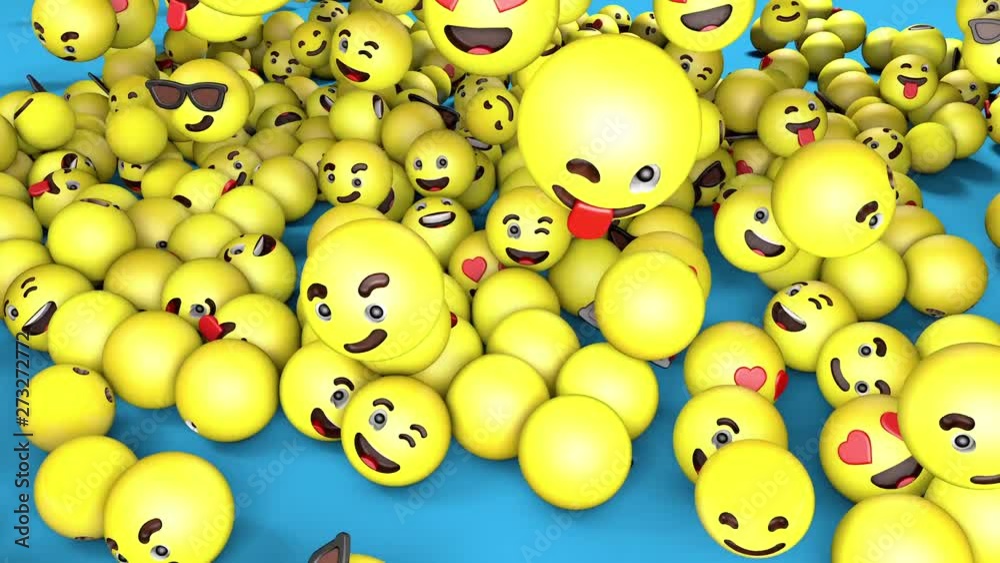 3D seamless loopable animation of a falling social network emoji. Stock ...