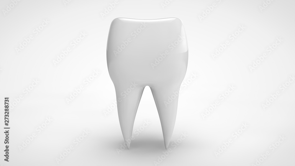 3D illustration of a white human molar. The idea of a healthy lifestyle ...