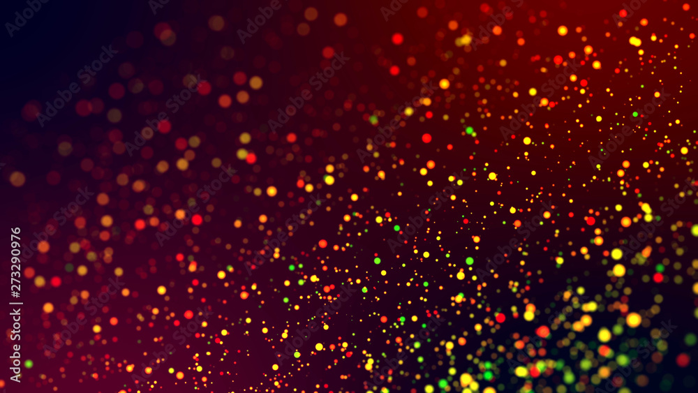 cloud of multicolored particles in the air like sparkles on a dark ...