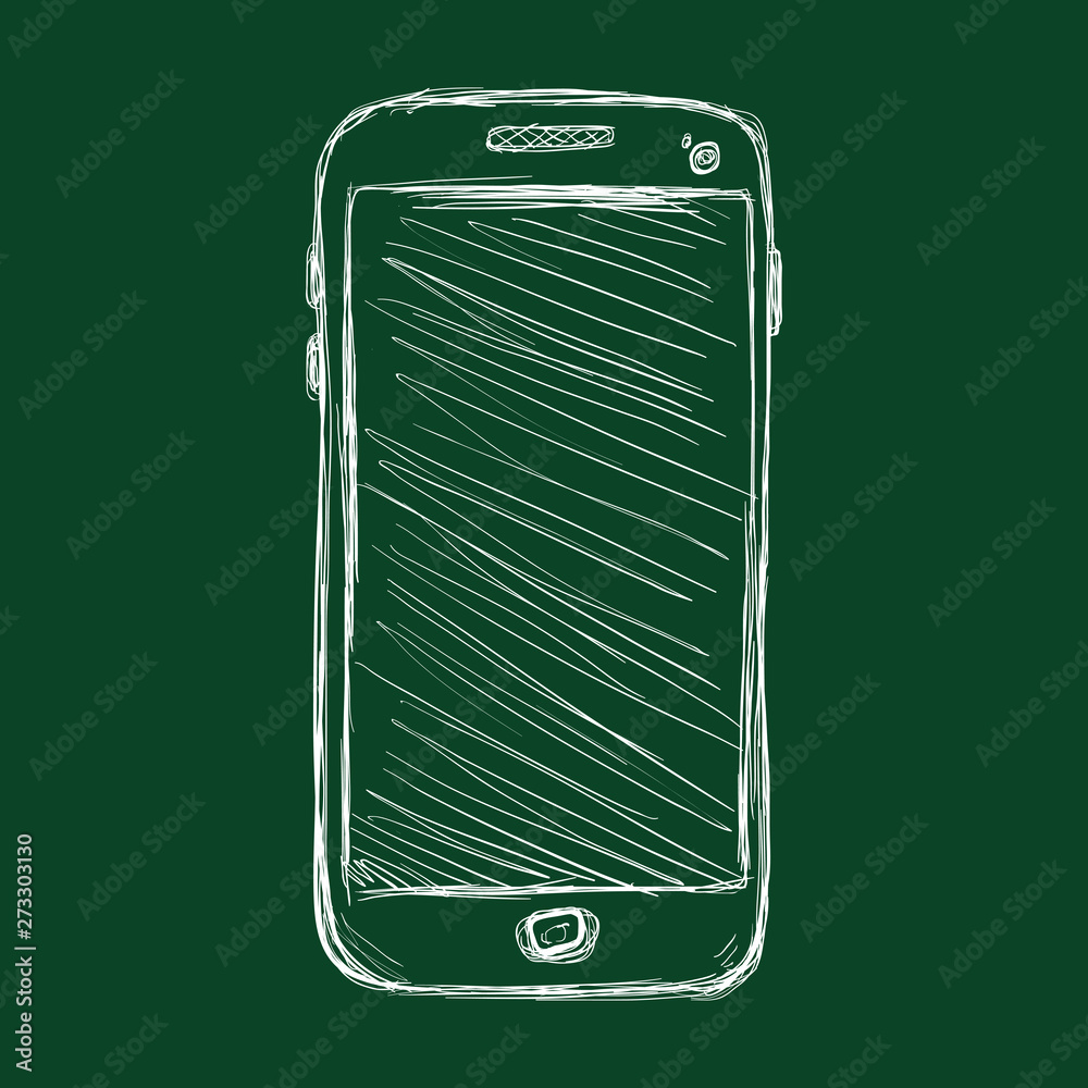 Vector Dirty Chalk Sketch Illustration - Smartphone Stock Vector ...
