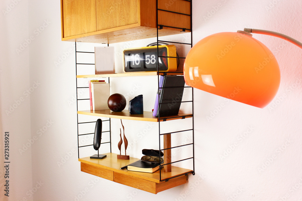 Foto de mid century vintage wood book shelf with hanging locker ...