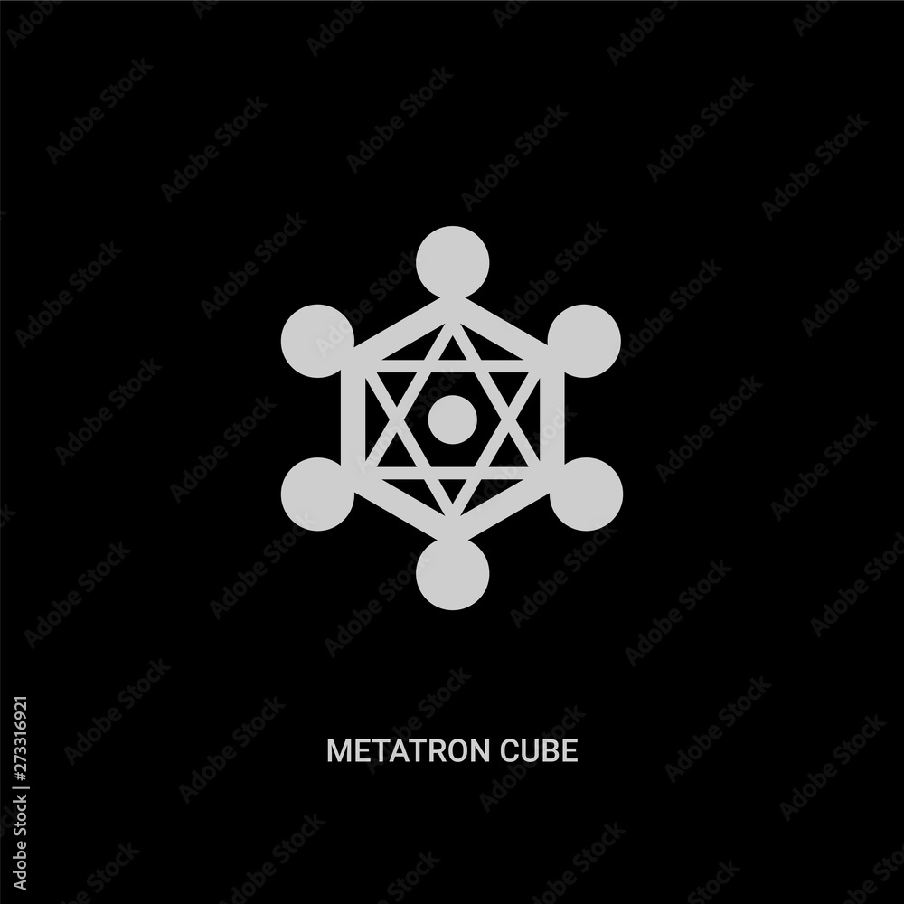 white metatron cube vector icon on black background. modern flat ...