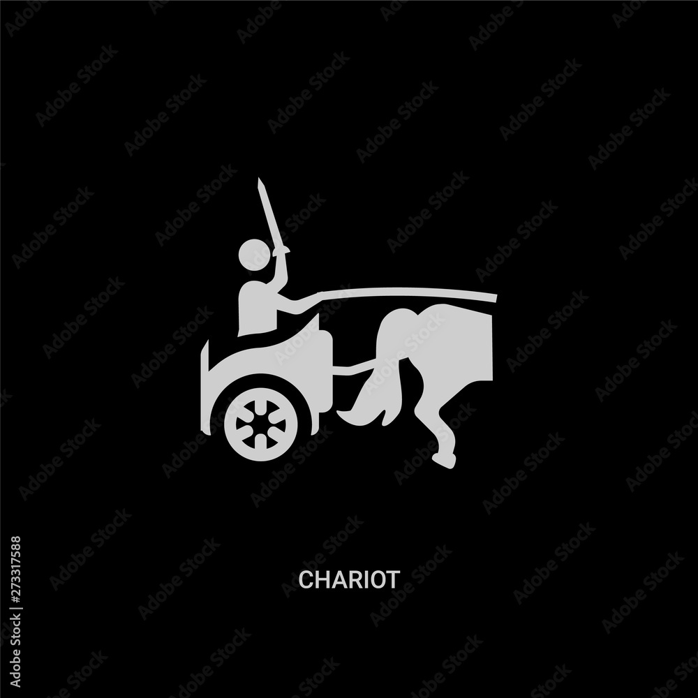 white chariot vector icon on black background. modern flat chariot from ...