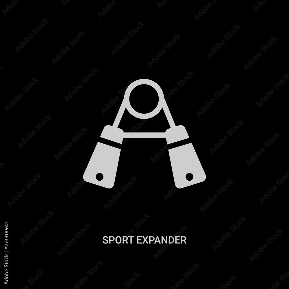 white sport expander vector icon on black background. modern flat sport ...