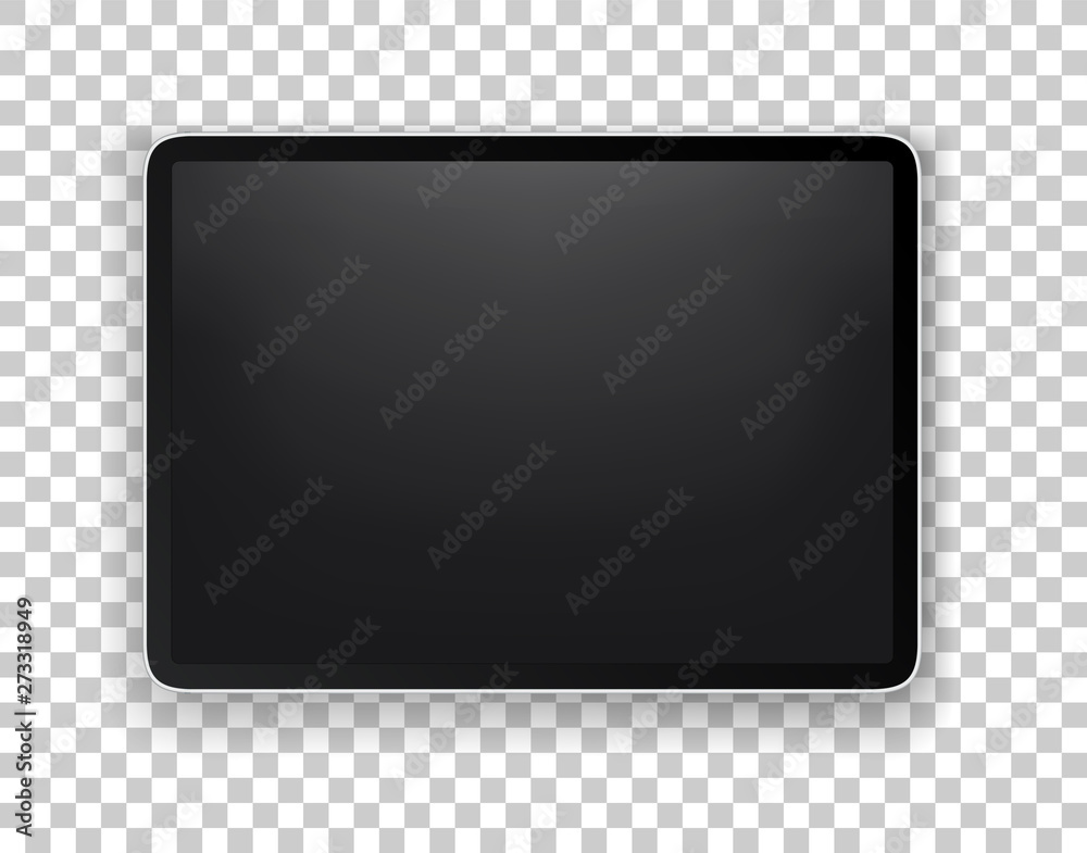 Realistic modern tablet layered vector mock-up isolated on transparent ...
