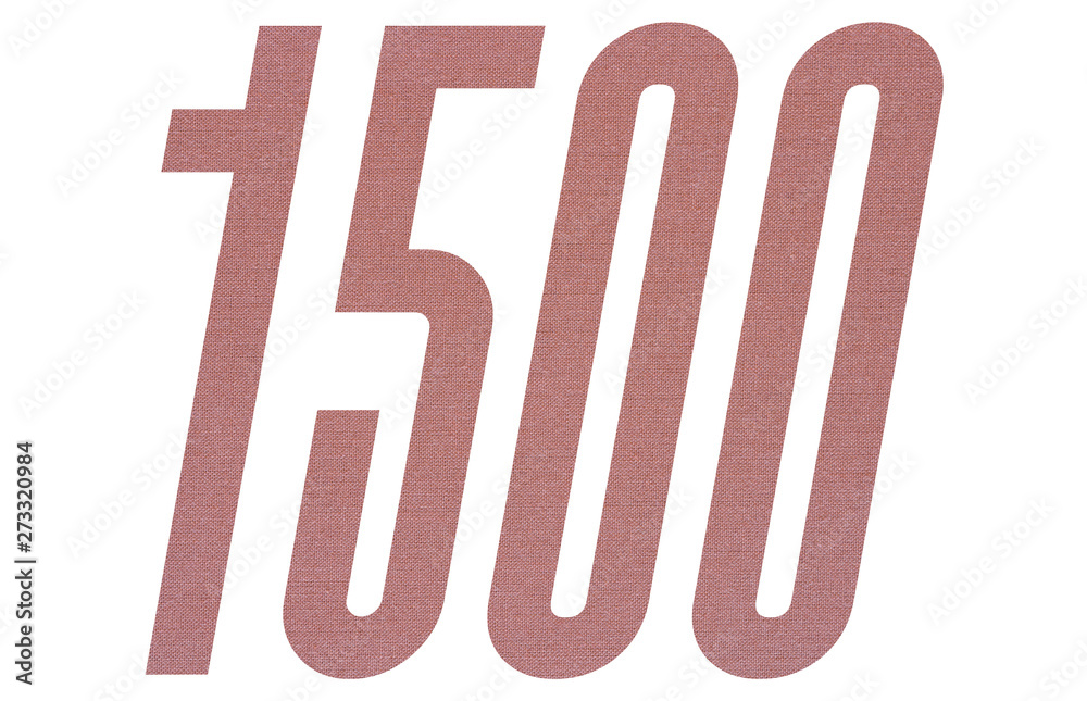 Number 1500 with terracotta colored fabric texture on white background ...