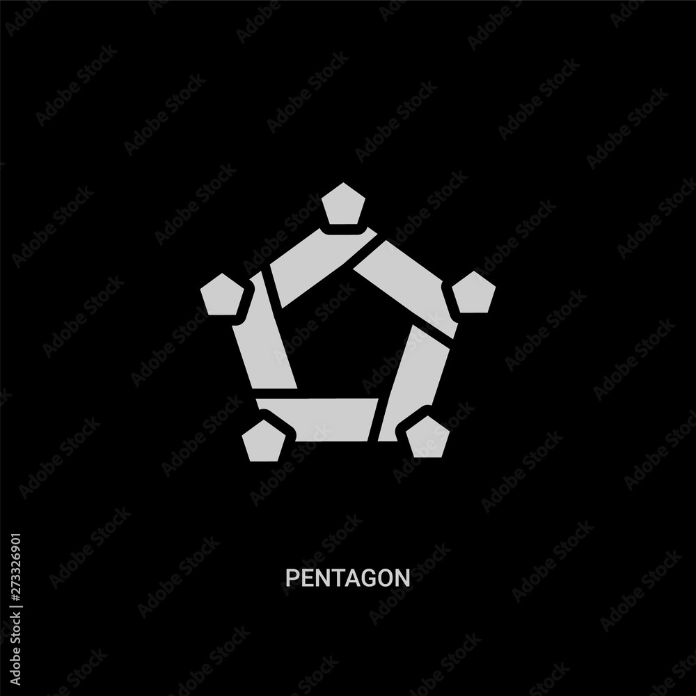 white pentagon vector icon on black background. modern flat pentagon ...