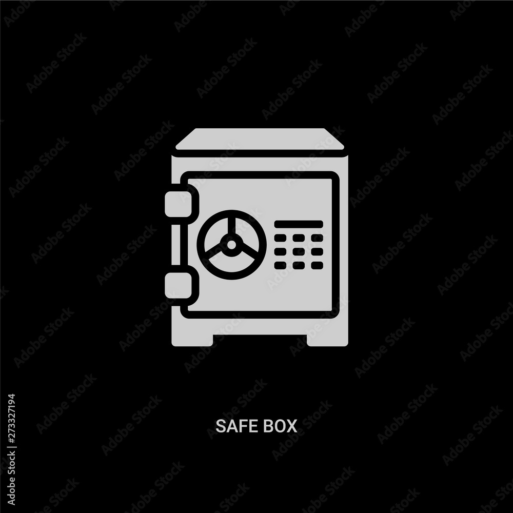 white safe box vector icon on black background. modern flat safe box ...