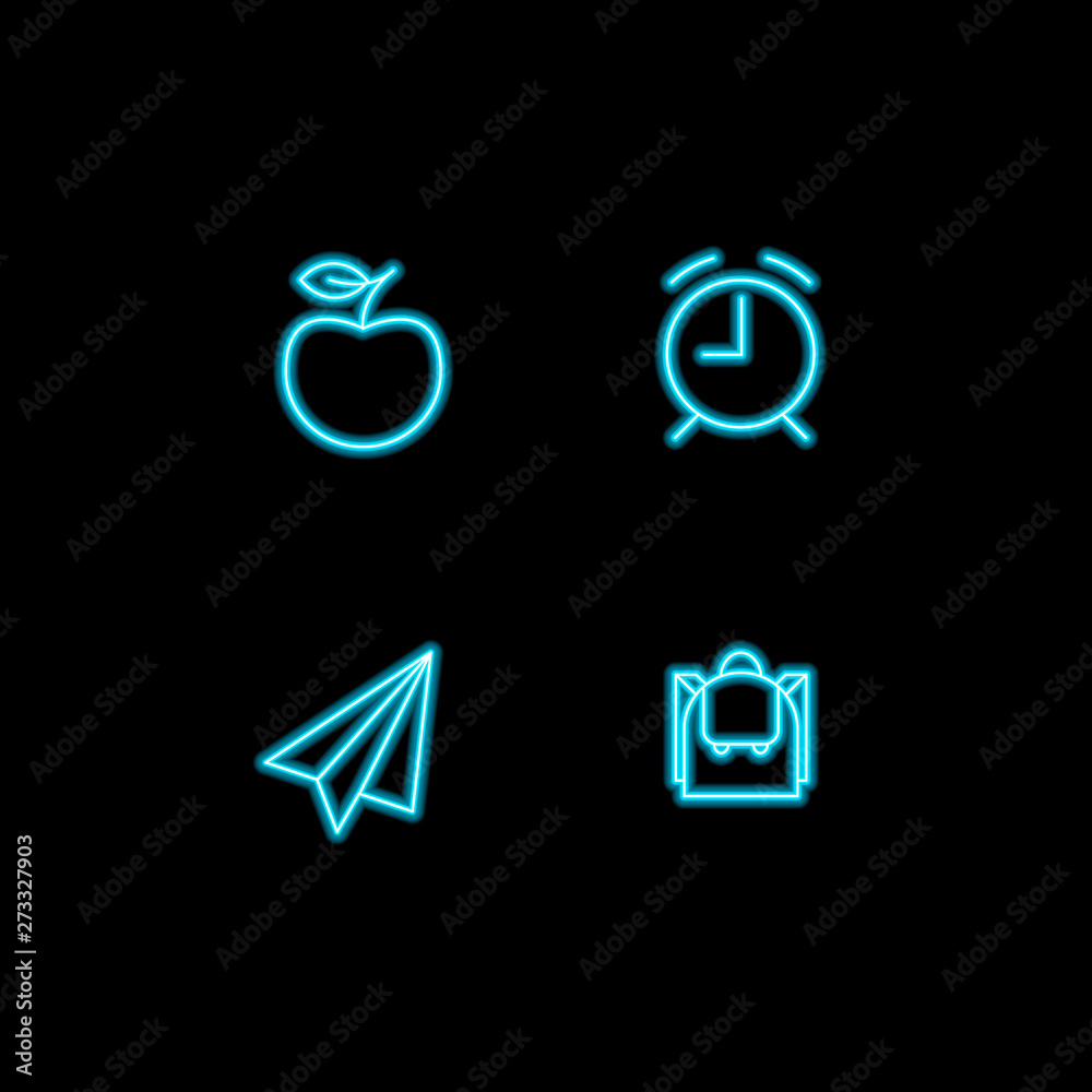 Set of vector school theme neon blue icons. Student collection of ...