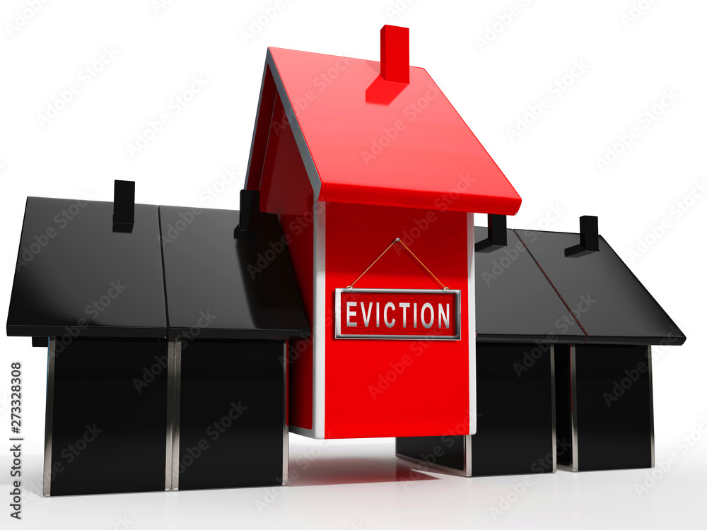 Eviction Notice Icon Illustrates Losing House Due To Bankruptcy - 3d ...