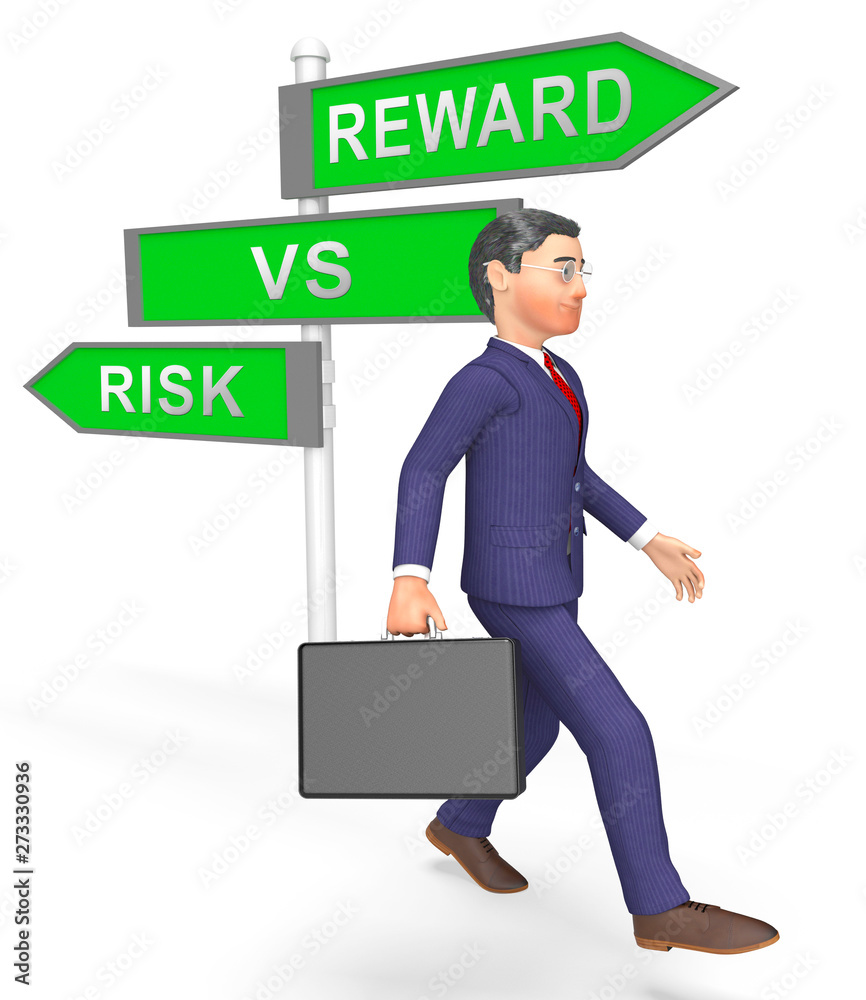 Risk Vs Reward Strategy Sign Depicts The Hazards In Obtaining Success ...