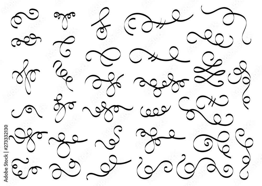 Hand drawn set of lines.Marker line divider, handmade pencil strokes ...