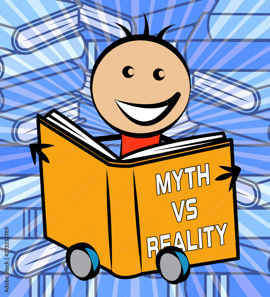 Myth Versus Reality Book Showing False Mythology Vs Real Life - 3d ...