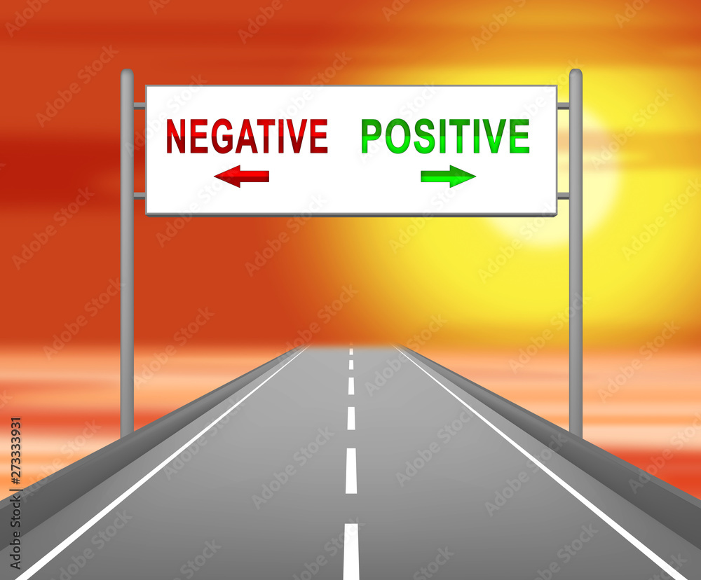 Positive Vs Negative Sign Depicting Reflective State Of Mind - 3d ...