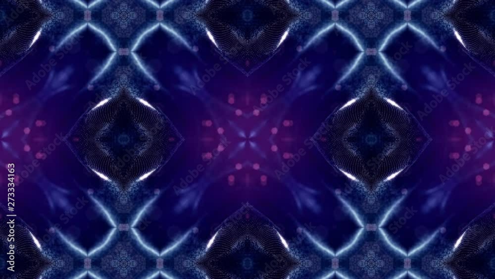 sci-fi blue background of luminous particles that form curves, surfaces ...