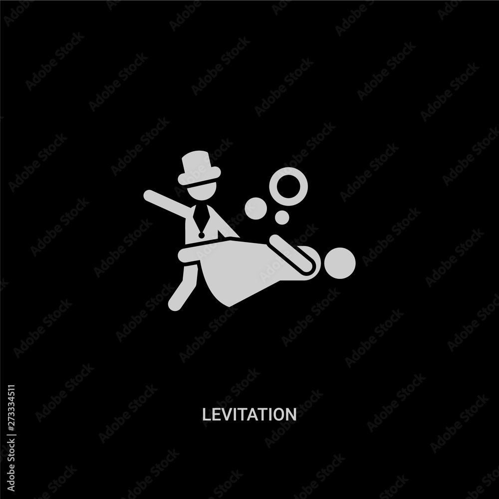 white levitation vector icon on black background. modern flat ...