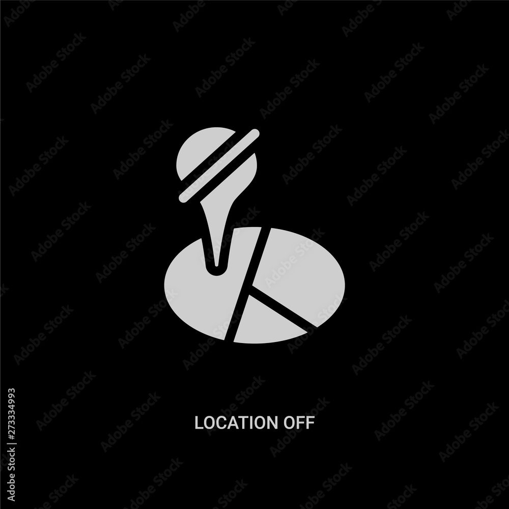 white location off vector icon on black background. modern flat ...