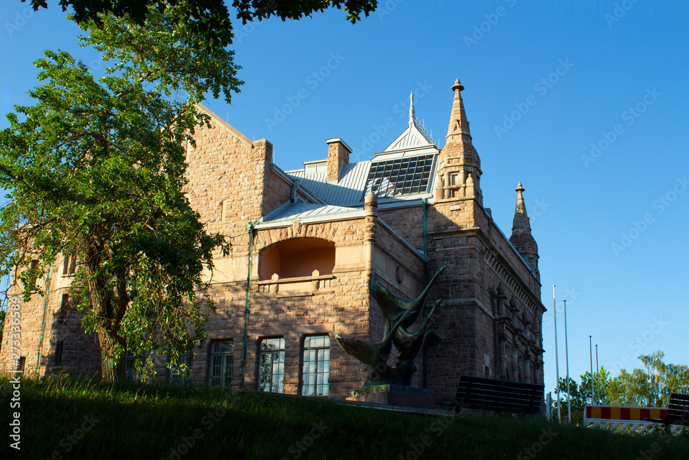 The historic building of an art museum built in 1904 on Puolalanmaki ...