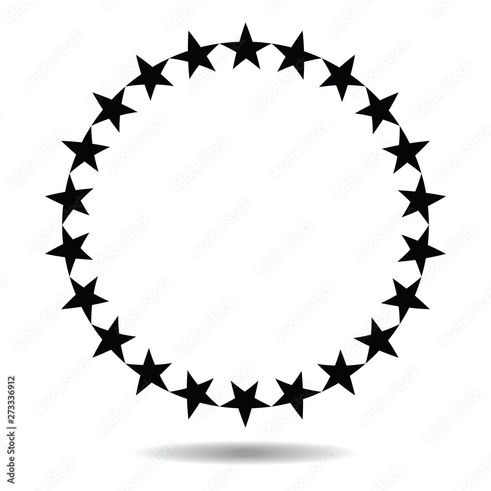 Stars, circle border frame isolated on white background, vector ...