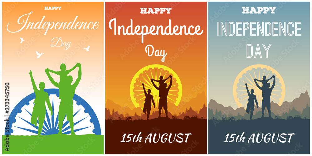 Happy Independence Day India. Silhouette of people outdoors - man ...