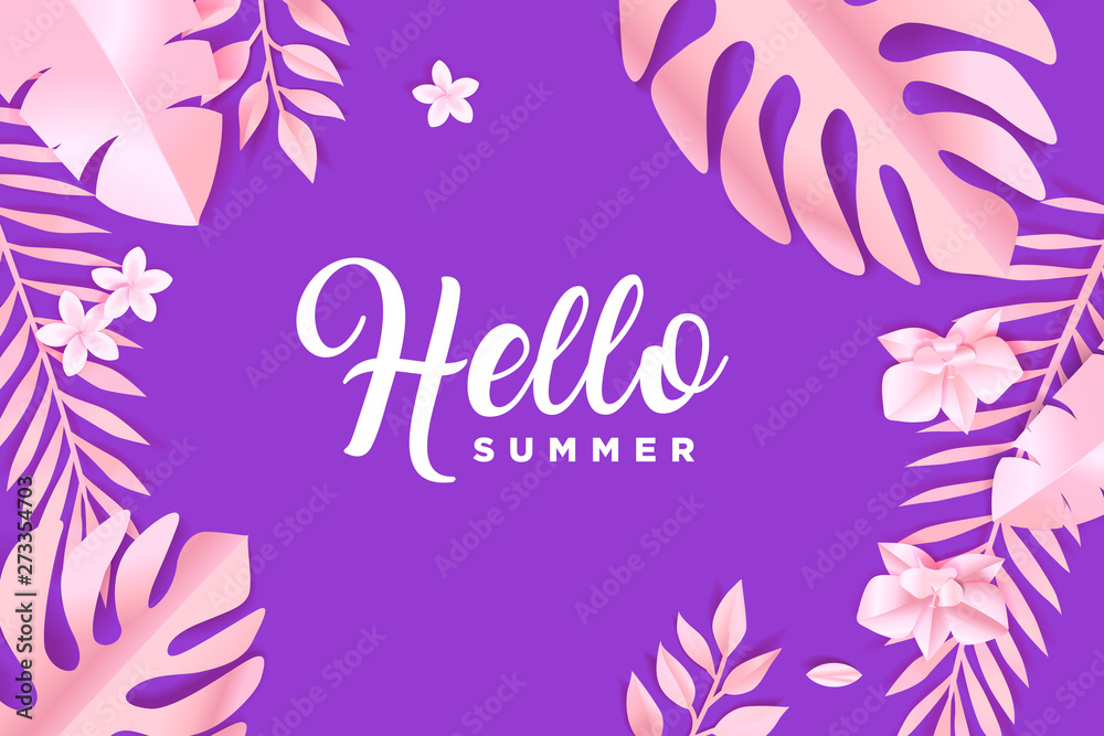 Hello Summer. Web banner template design. Vector illustration concept ...