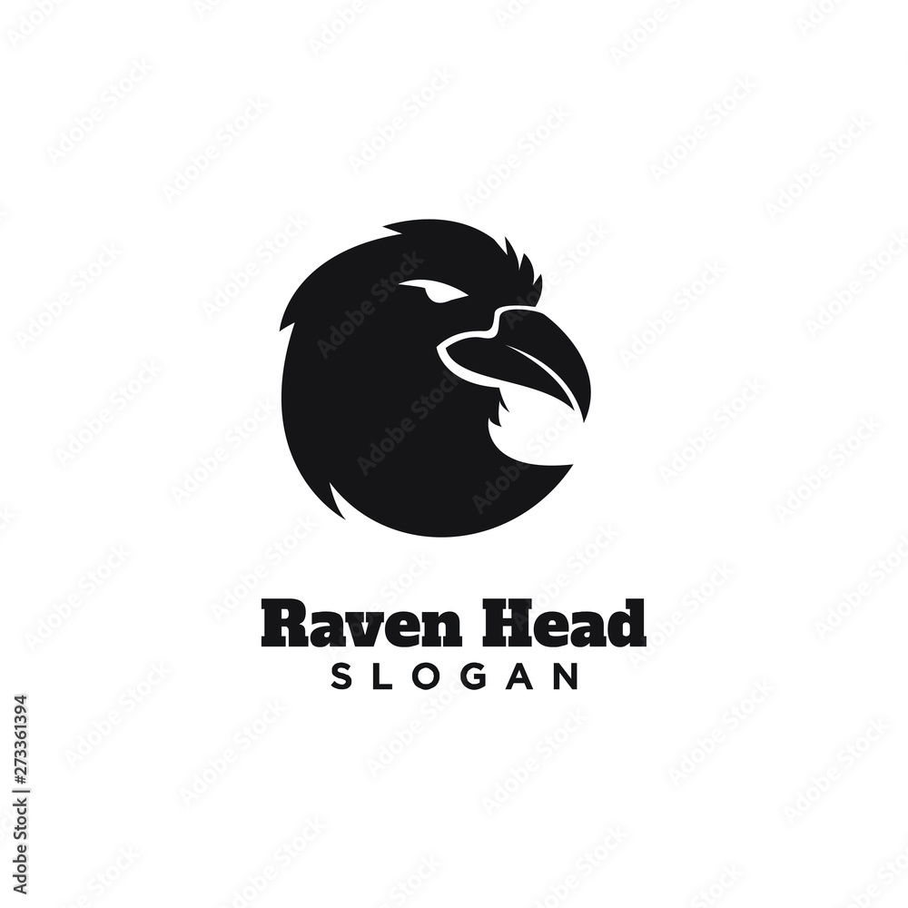 Vecteur Stock raven head crow logo black icon design vector ...