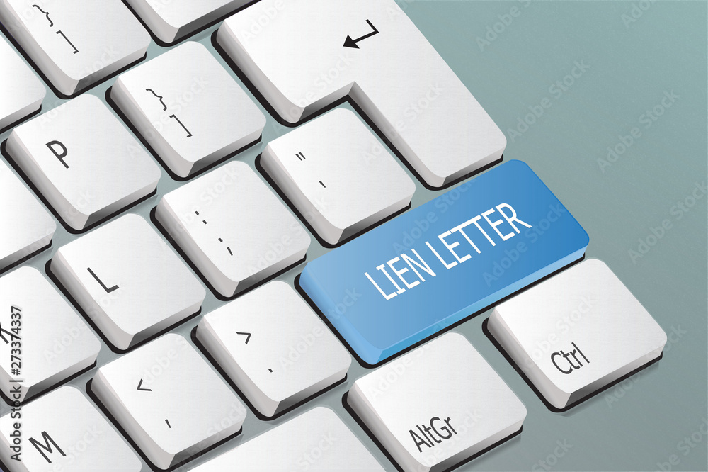 lien letter written on the keyboard button Stock Illustration | Adobe Stock