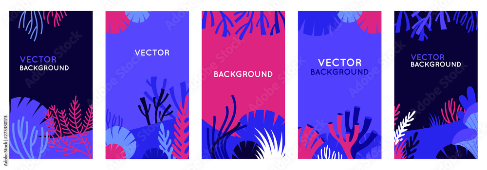 Vector set of social media stories design templates, backgrounds with ...