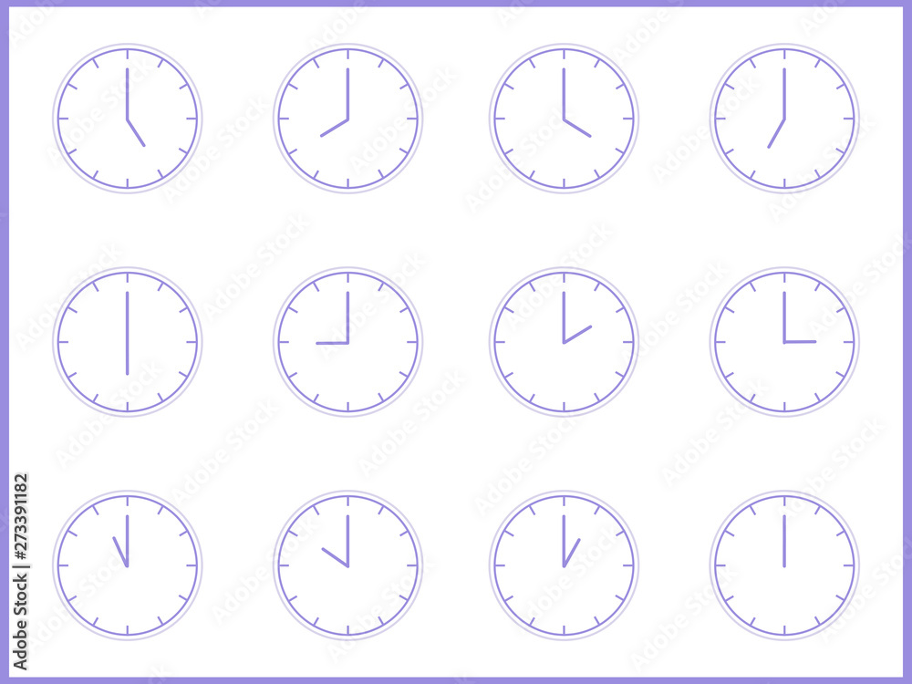 Vector Illustration. Europe And American Time. Analog Wall Clock The ...