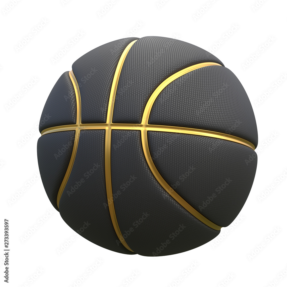 Realistic black gold classic basketball close-up isolated on white ...