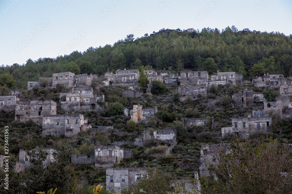 Historical Lycian village of Kayakoy, Fethiye, Mugla, Turkey. Ghost ...