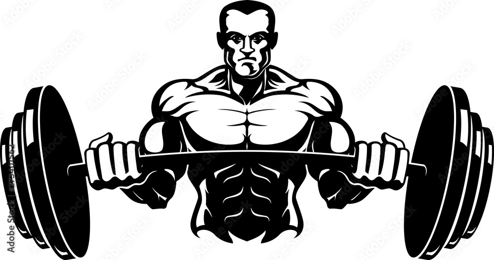 Body Builder Barbell Front View Vector Stock Vector | Adobe Stock