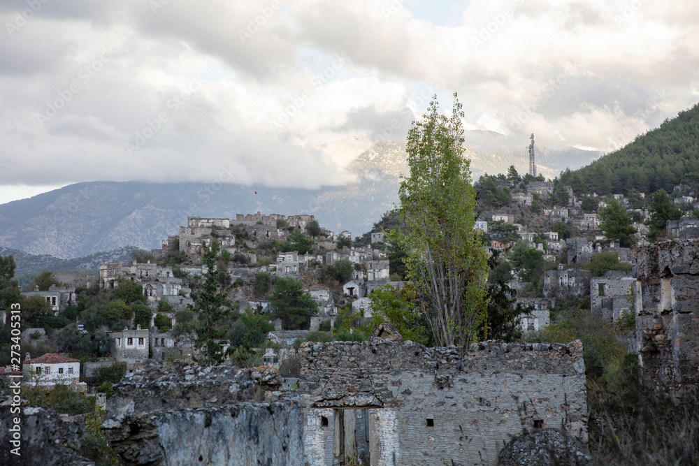 Historical Lycian village of Kayakoy, Fethiye, Mugla, Turkey. Ghost ...