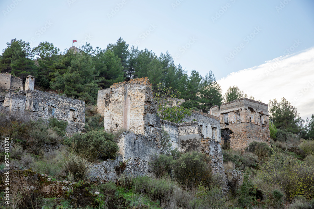 Historical Lycian village of Kayakoy, Fethiye, Mugla, Turkey. Ghost ...