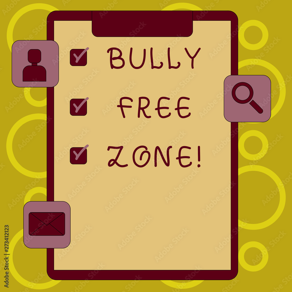 Writing note showing Bully Free Zone. Business concept for creating ...