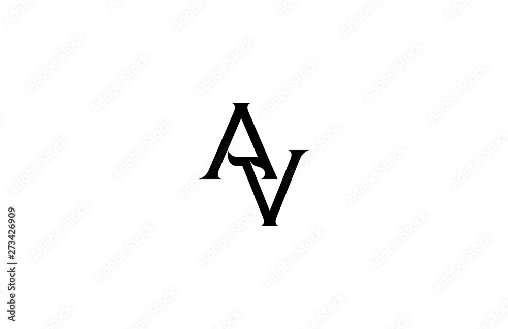 Initial AV Letter Gothic Monogram Typeface Minimal Modern Style Logo ...