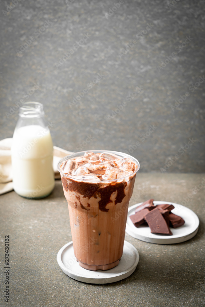 Iced chocolate milkshake drink Stock Photo | Adobe Stock