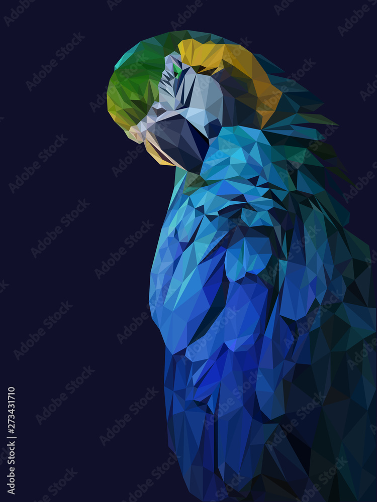 Low poly illustration of blue parrot Stock Vector | Adobe Stock