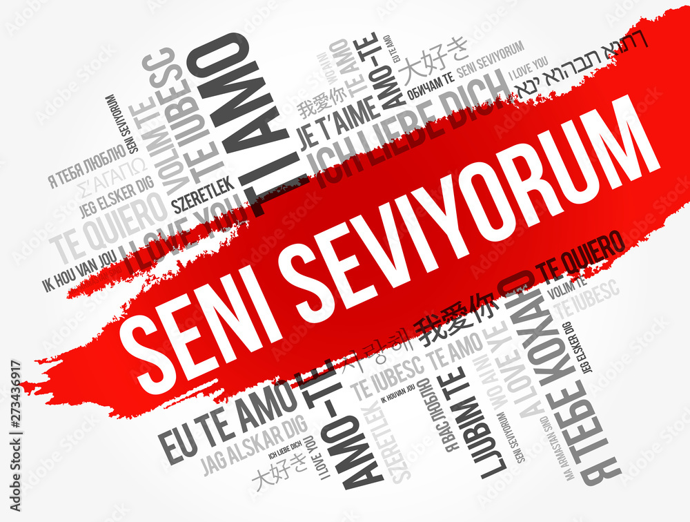 Seni seviyorum (I Love You in Turkish) in different languages of the ...