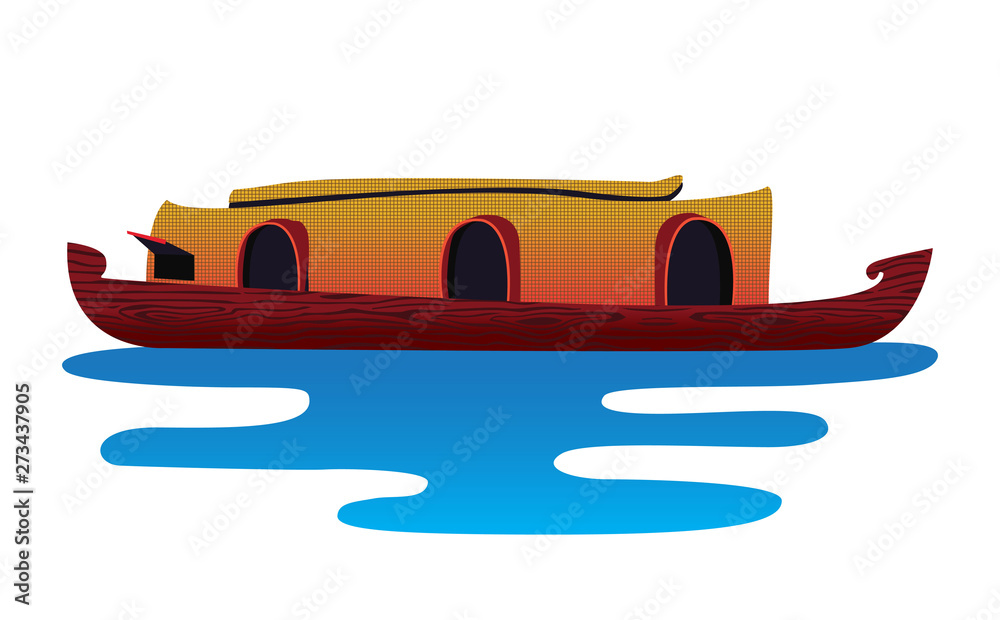 Kerala boat in water isolated Stock Vector | Adobe Stock